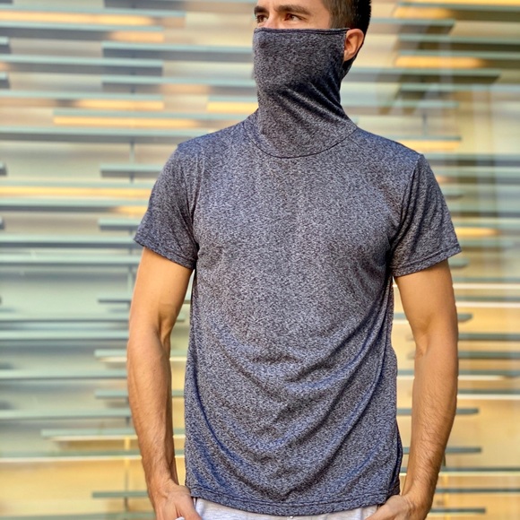aeon | Shirts | New Mens Short Sleeve Shirt With Built In Mask | Poshmark